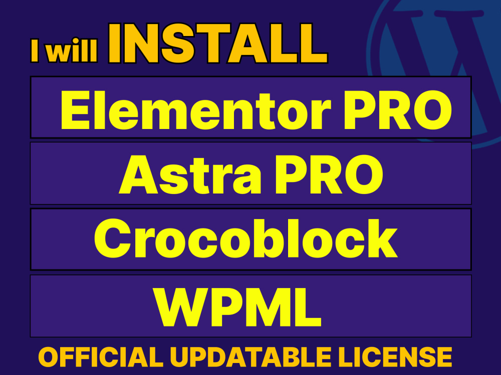 Elementor pro, astra pro, crocblock, wp rocket updatable plugins. | Upwork