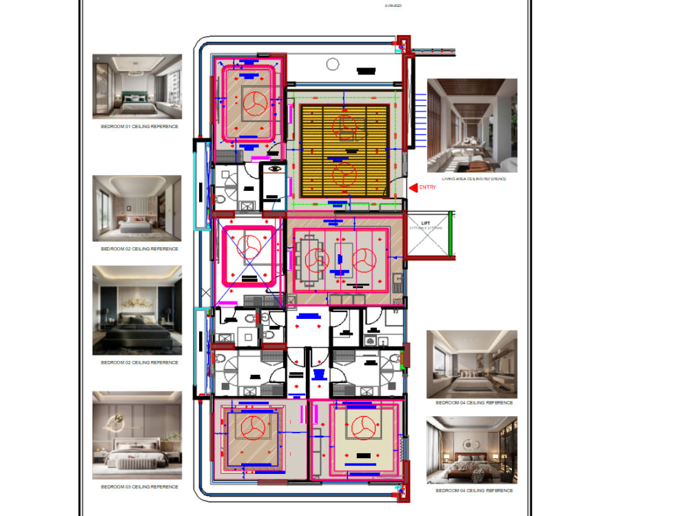 Different style ceiling design with an electrical light point design ...