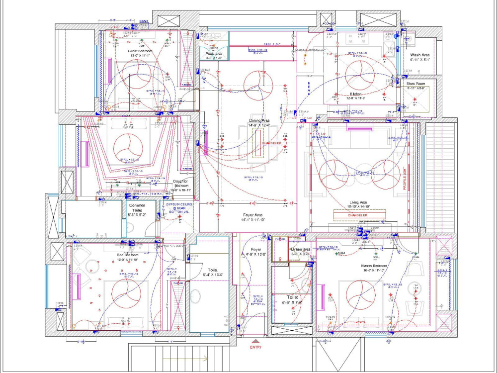 Different style ceiling design with an electrical light point design ...