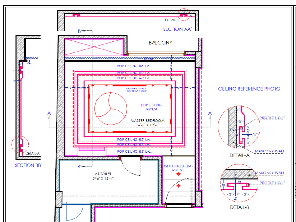 Different style ceiling design with an electrical light point design ...