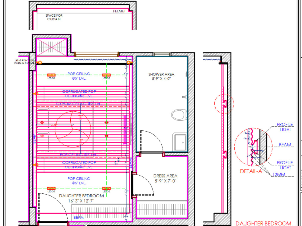 Different style ceiling design with an electrical light point design ...