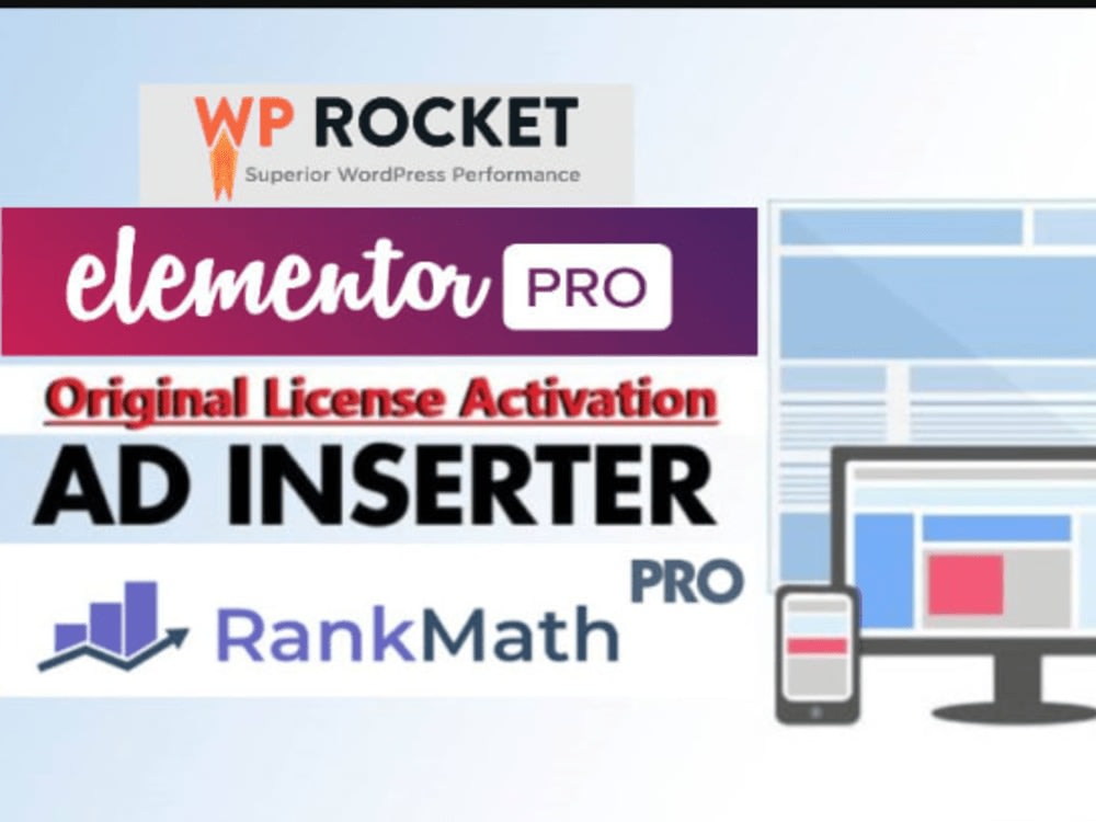 Wp rocket, rank math pro, elementor pro licensed & updateable | Upwork