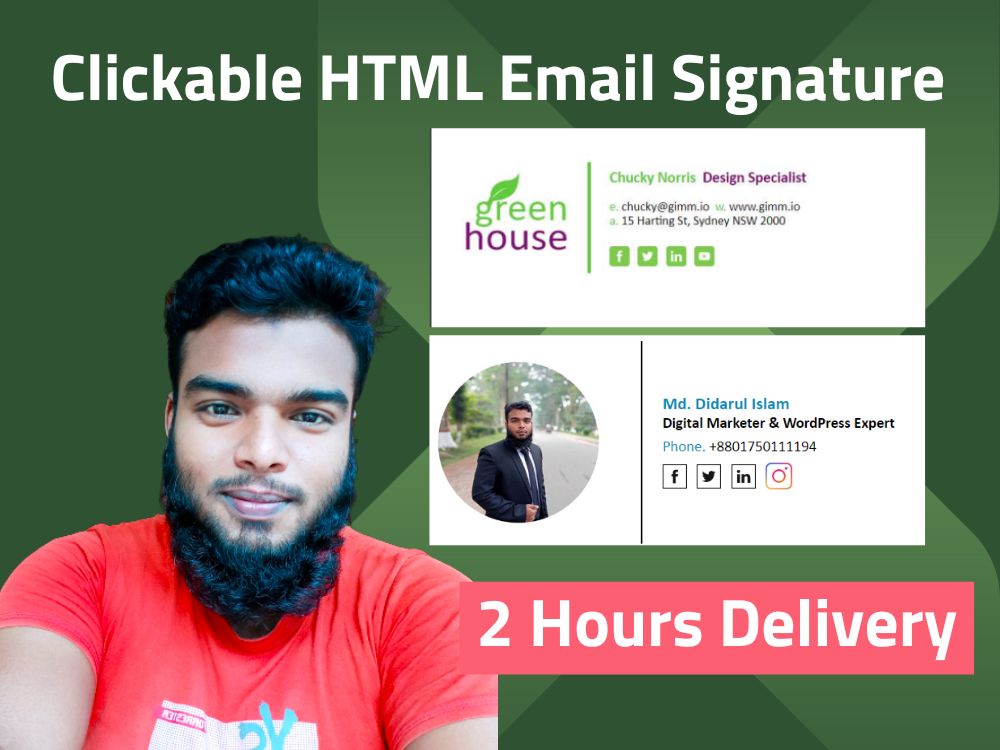A Professional Clickable HTML Email and Gmail Signature | Upwork