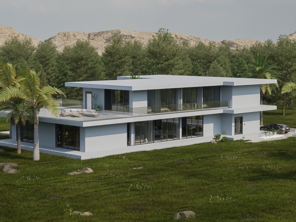 Modern House Design, Detailed 2D Plans, 3D Model and Realistic ...