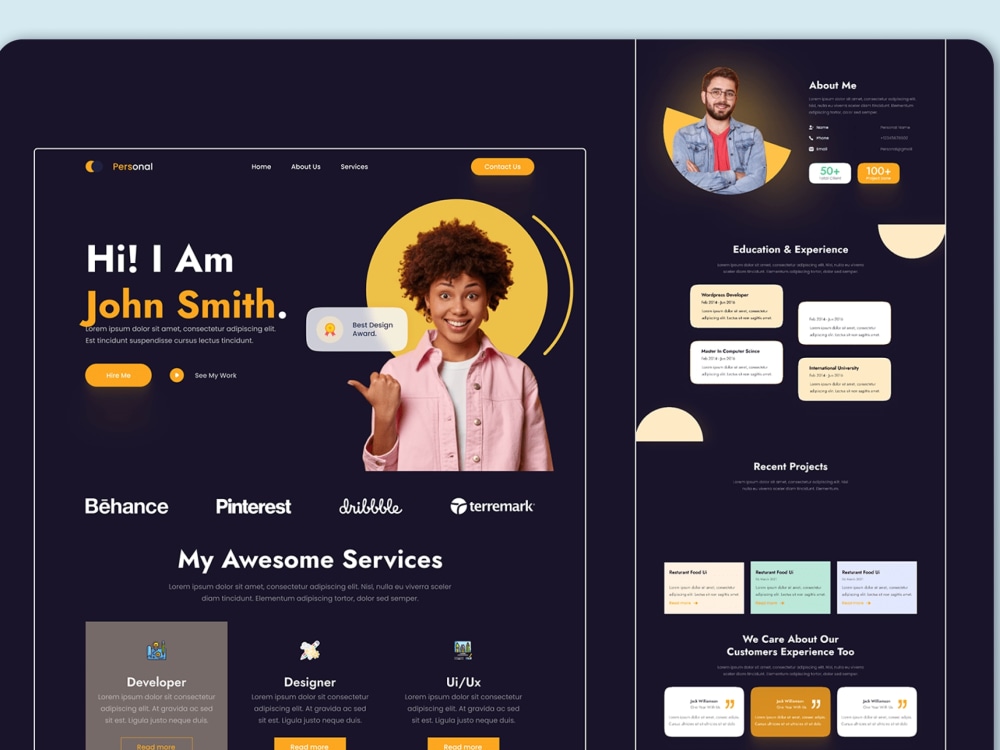 A portfolio website, resume website, HTML CSS tailwind, javascript | Upwork