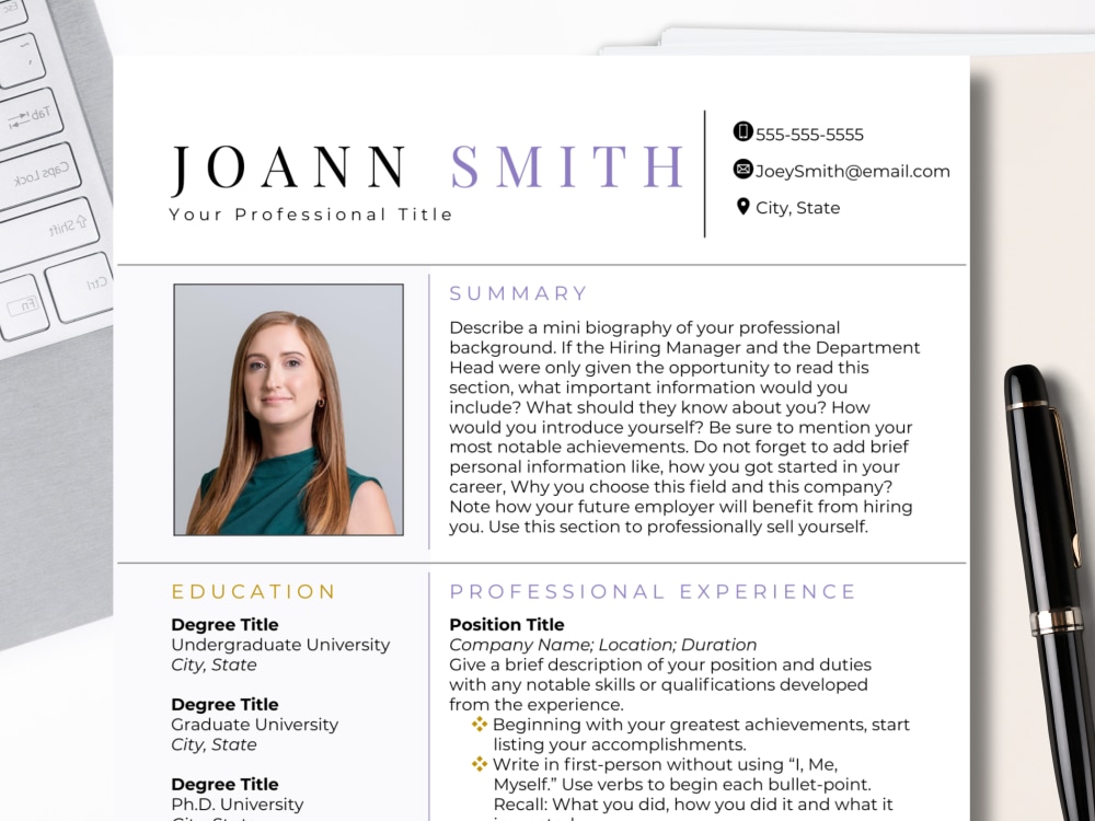 An aesthetically pleasing professional resume template (Docs & Word ...