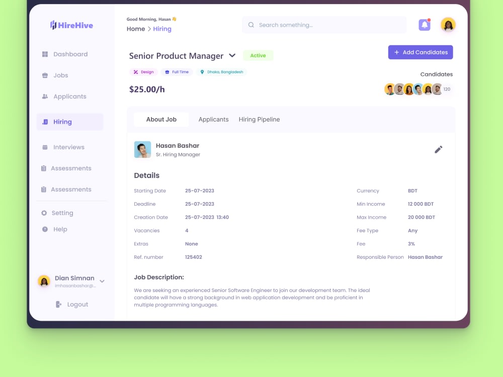 Design UI/UX friendly Intuitive & Scalable HR management WebApp with ...