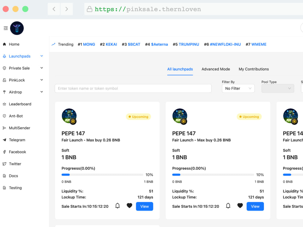 A custom Pinksale Clone | Upwork