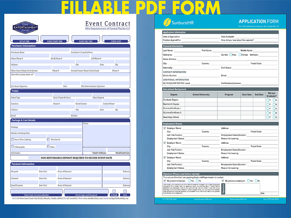 Professional attractive Fillable PDF form | Upwork