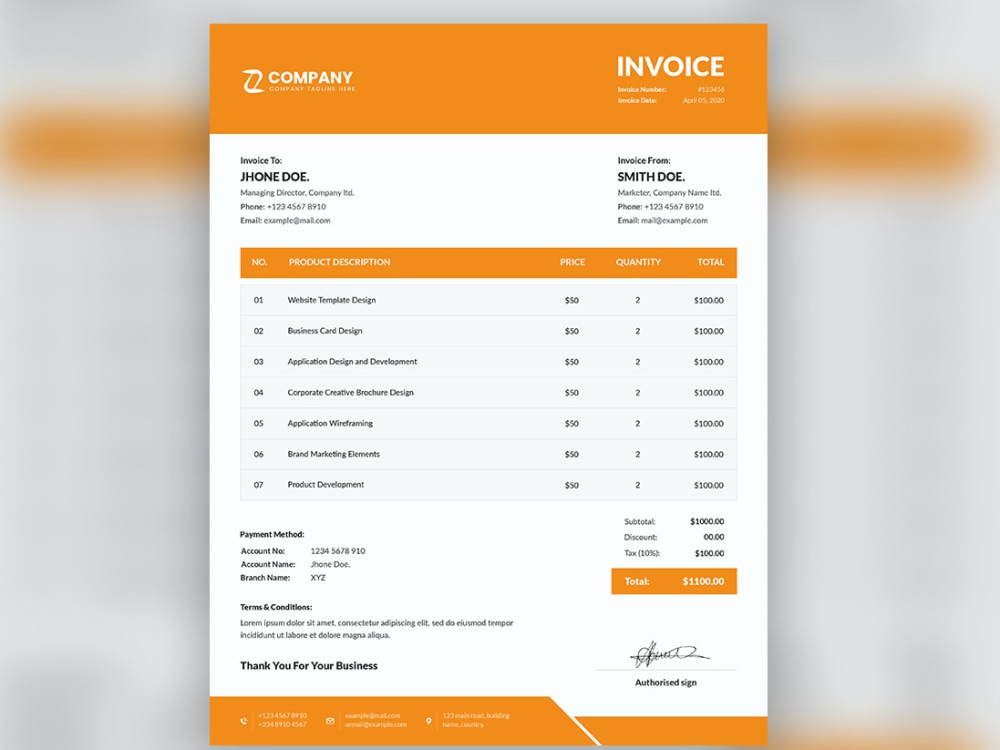 A fantastics resume and invoice design by me | Upwork
