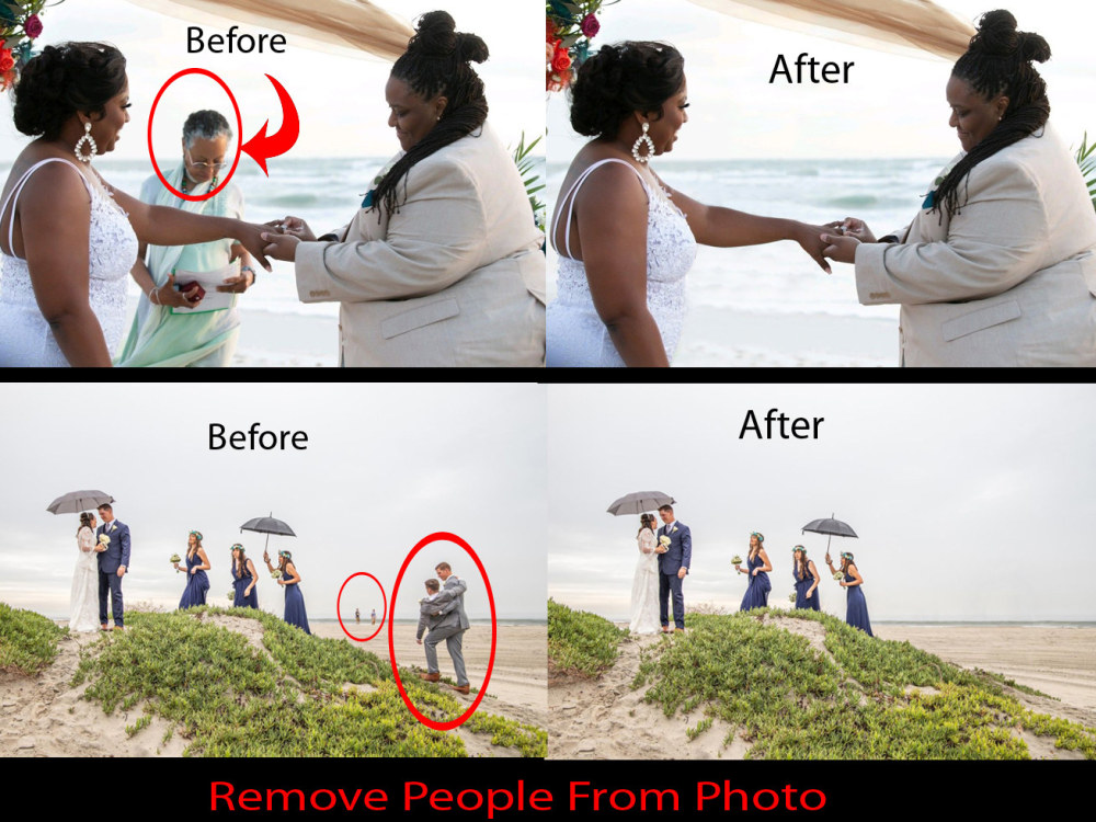 Wedding photo object people remove professionally | Upwork
