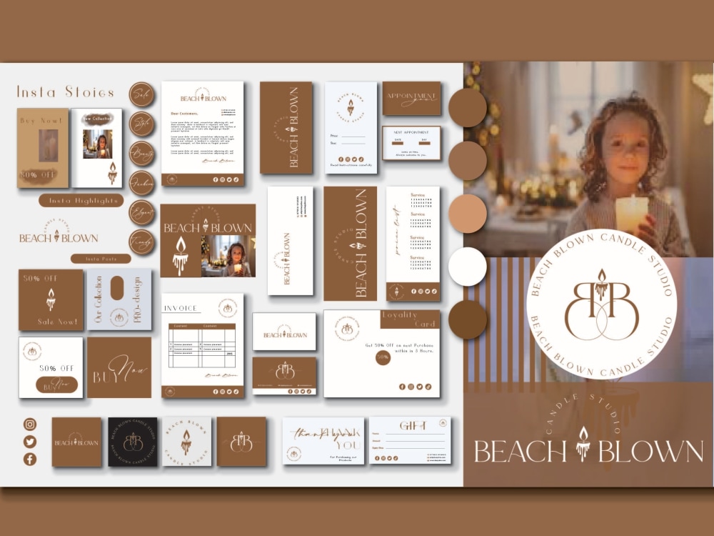 Luxury, modern signature logo design, brand identity with branding kit ...