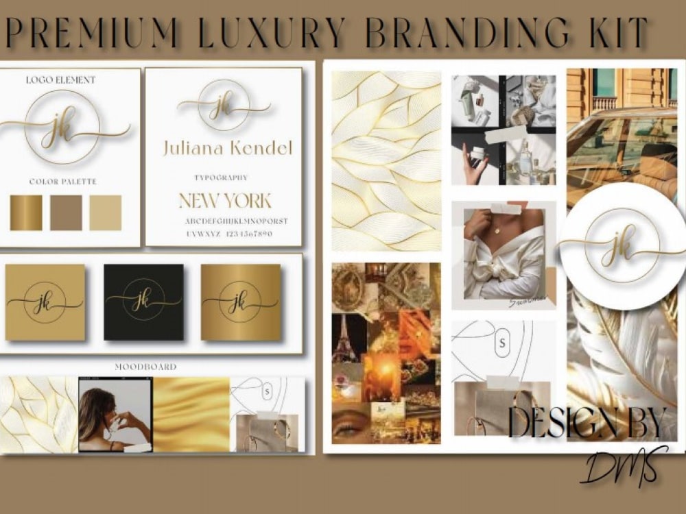 Luxury, modern signature logo design, brand identity with branding kit ...