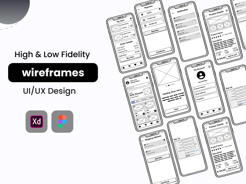 A Low And High Fidelity Wireframe Design For Mobile Apps Upwork