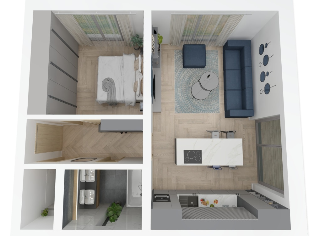 Rendered 3D Floor Plan and Modern Interior Design | Upwork