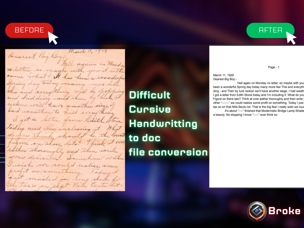 English cursive handwriting to word file conversion | Upwork