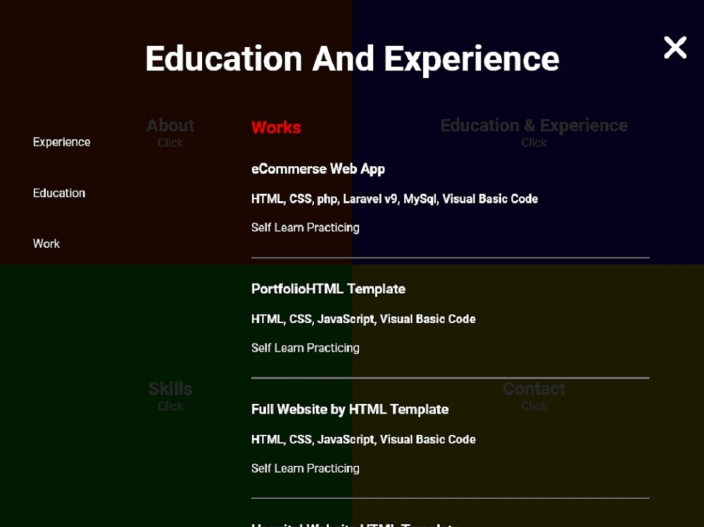Portfolio design with raw front-end code | Upwork