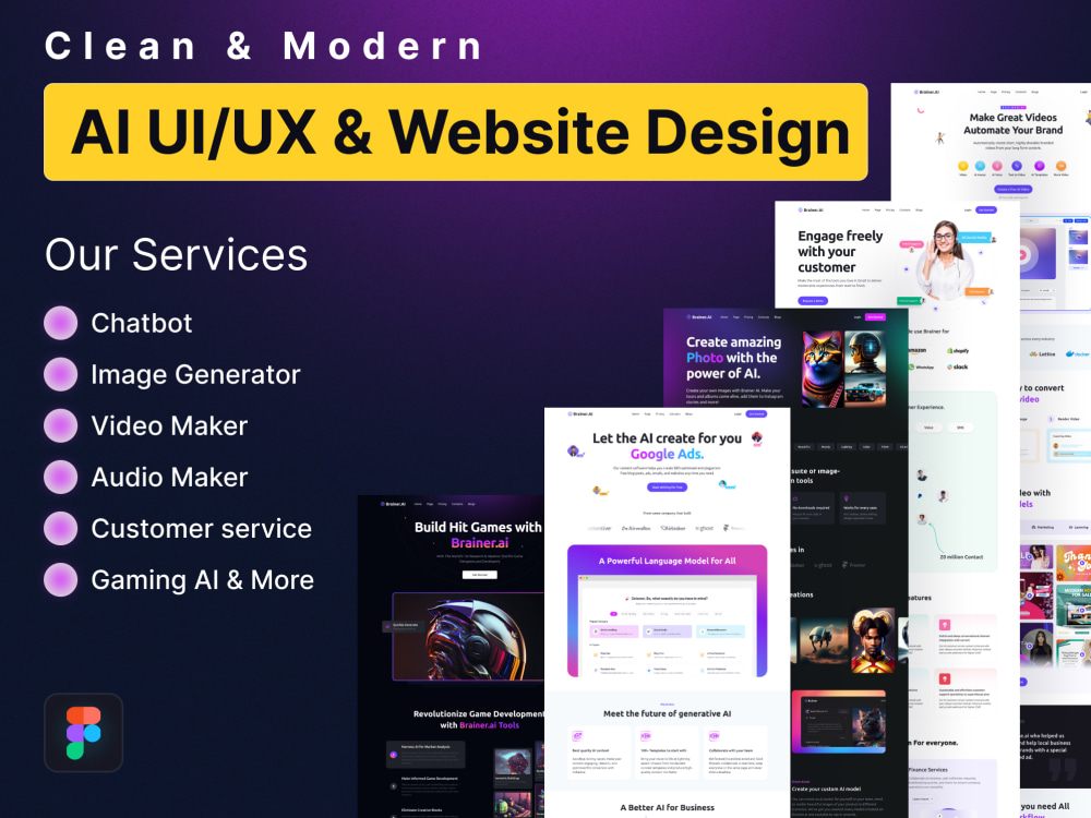 Impressive web UI UX for chatbot, image generator AI in Figma | Upwork