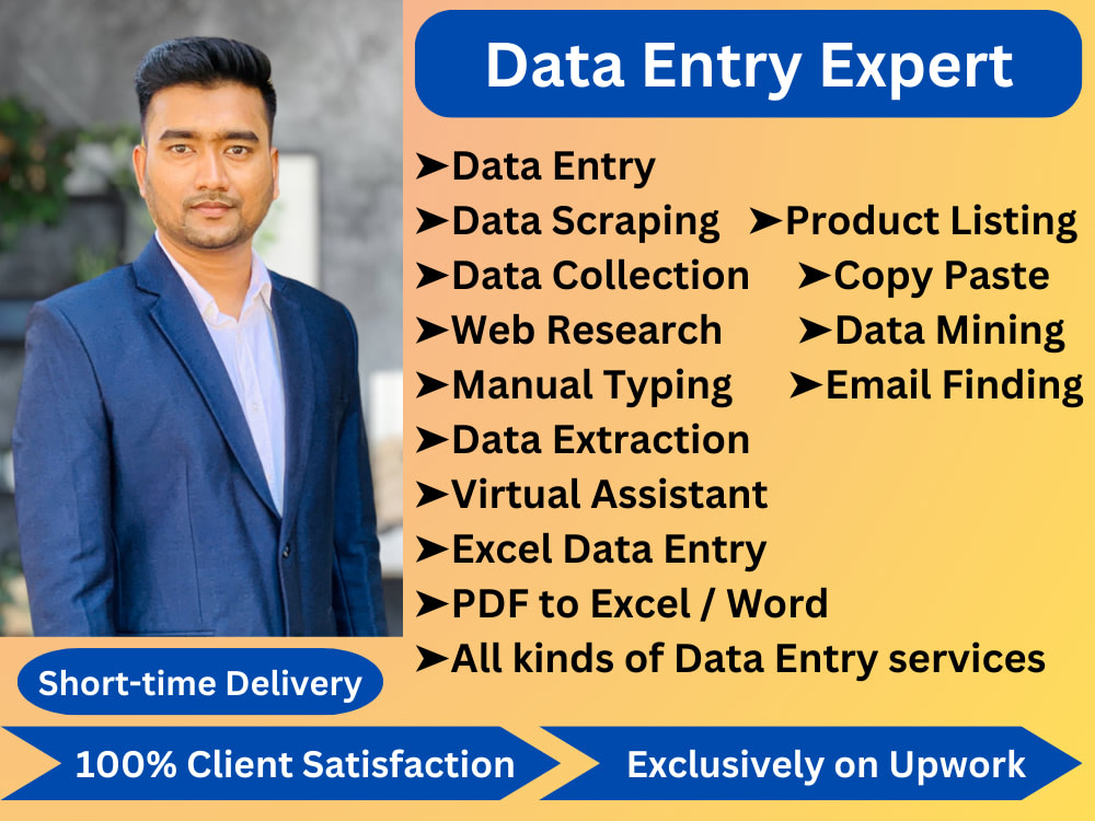 Professional data entry, copy-paste, web research, typing, file conversion | Upwork