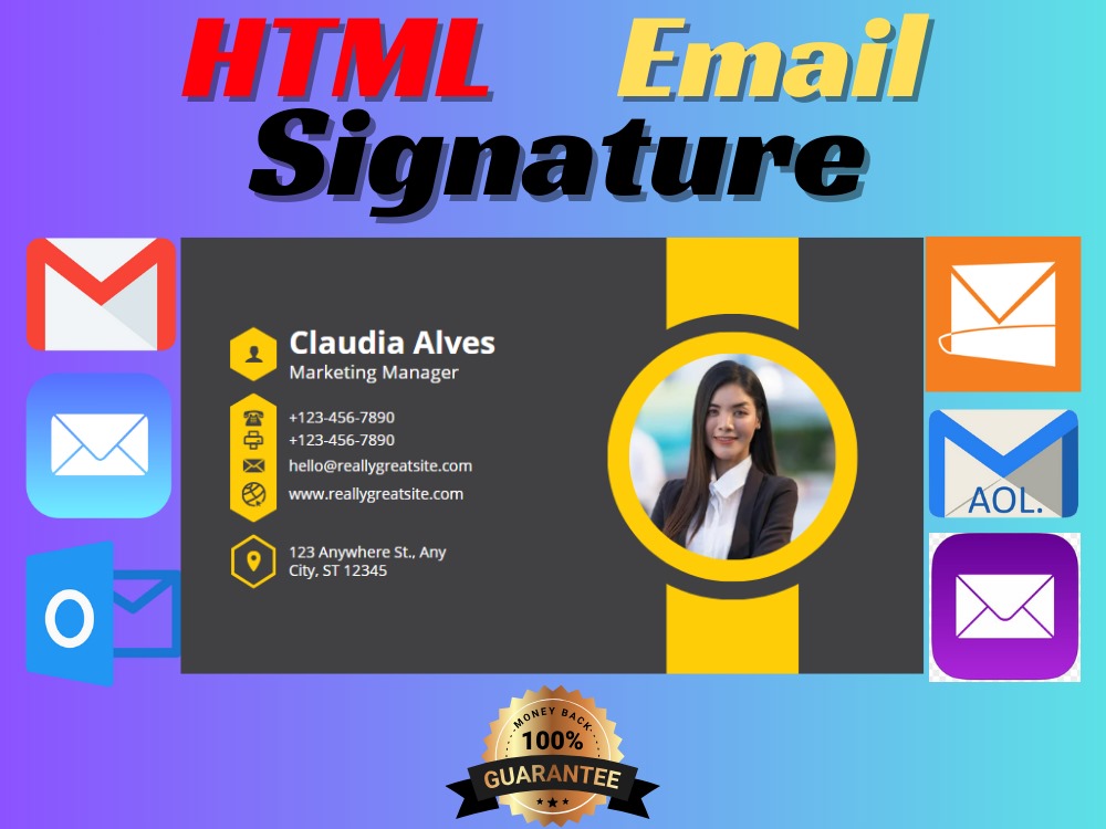 Create Professional HTML Email Signature, Clickable Email Signature ...