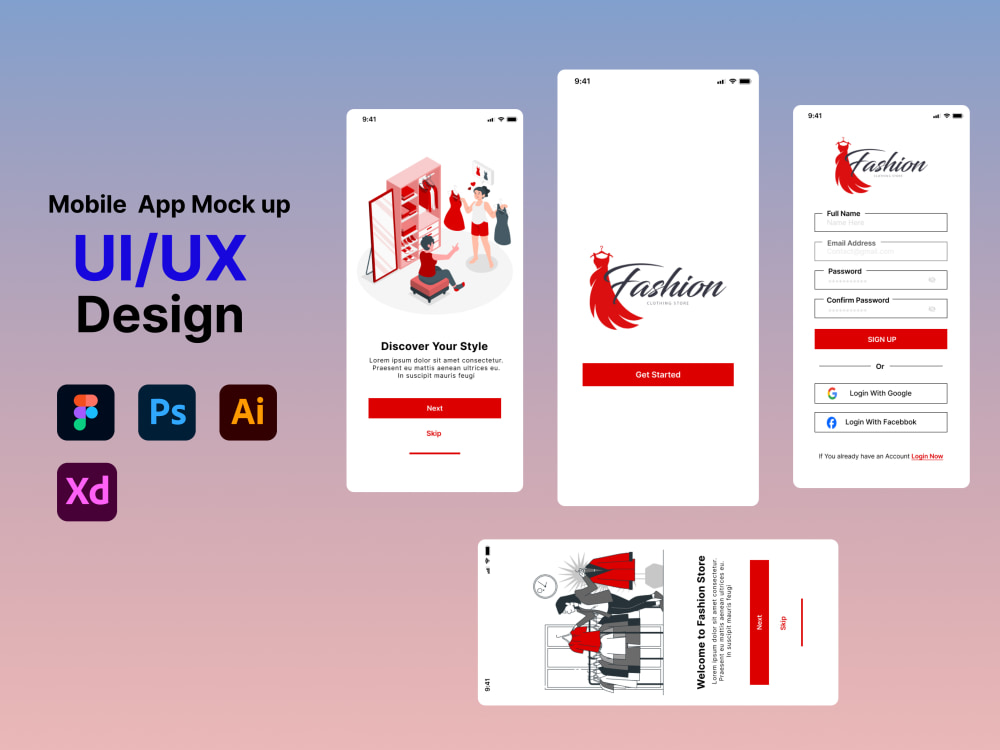 A mobile app mock up design | Upwork