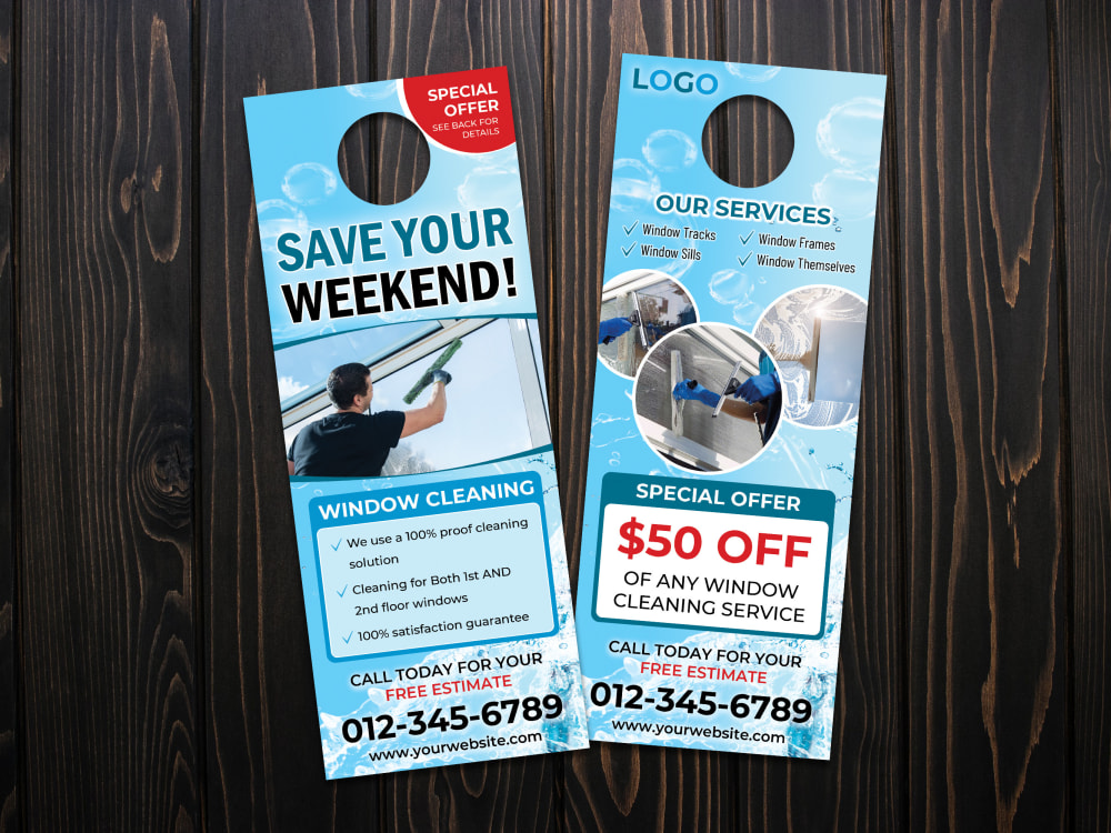 Design door hanger, flyer for solar, roofing, window cleaning, roof ...