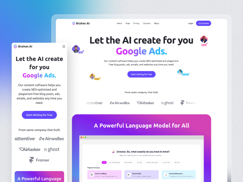 Impressive web UI UX for chatbot, image generator AI in Figma | Upwork