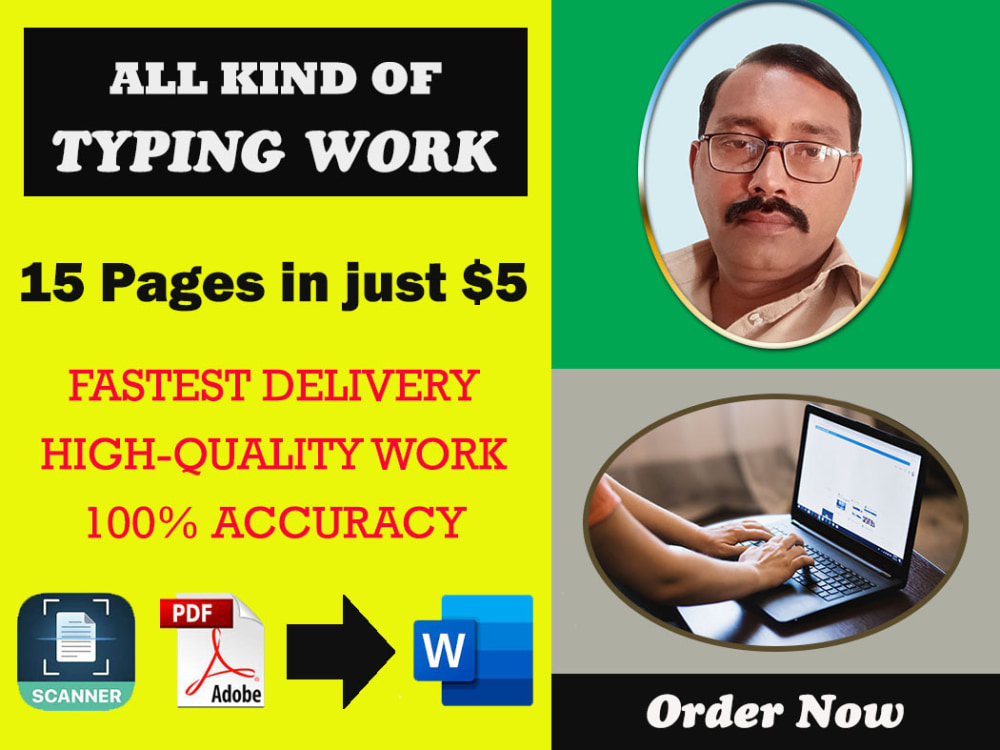 Fast typing work, retype scanned documents, your typist | Upwork