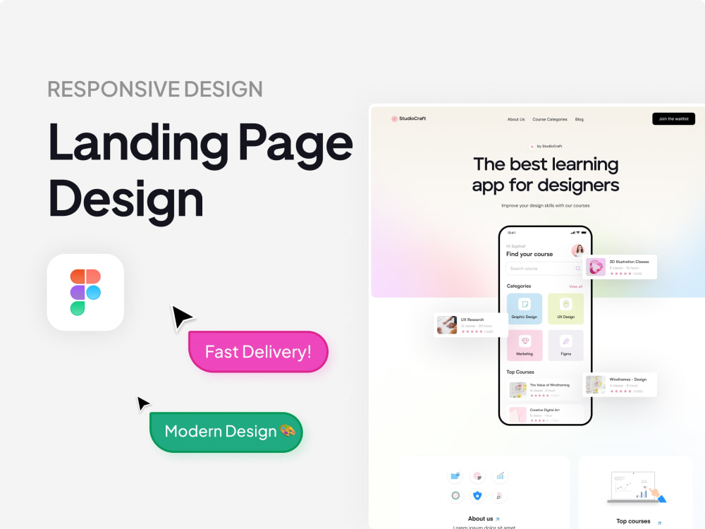 A creative and fully responsive Landing Page Design in Figma | Upwork