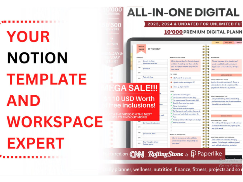 Design a custom notion template, workspace, and planner for your etsy store | Upwork