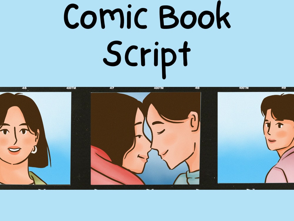A comic script, comic illustration, comic book script, french comic ...