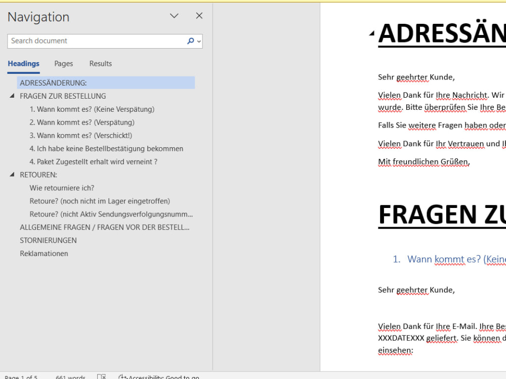 Customer Service Template German\Englisch | Upwork
