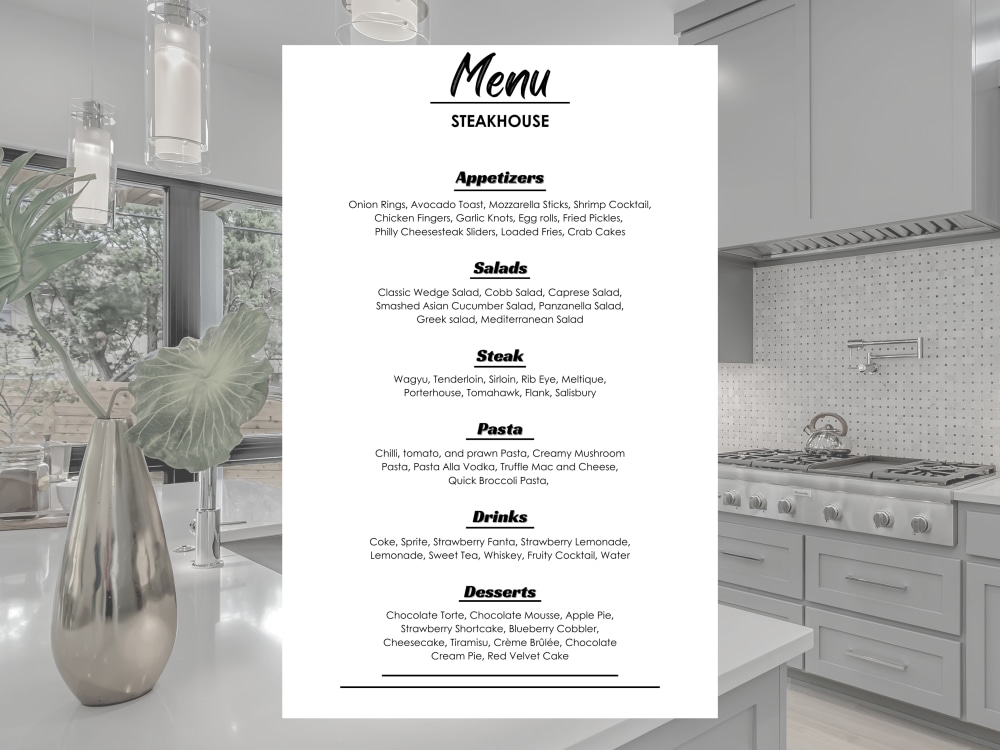 A menu book design for a restaurant | Upwork