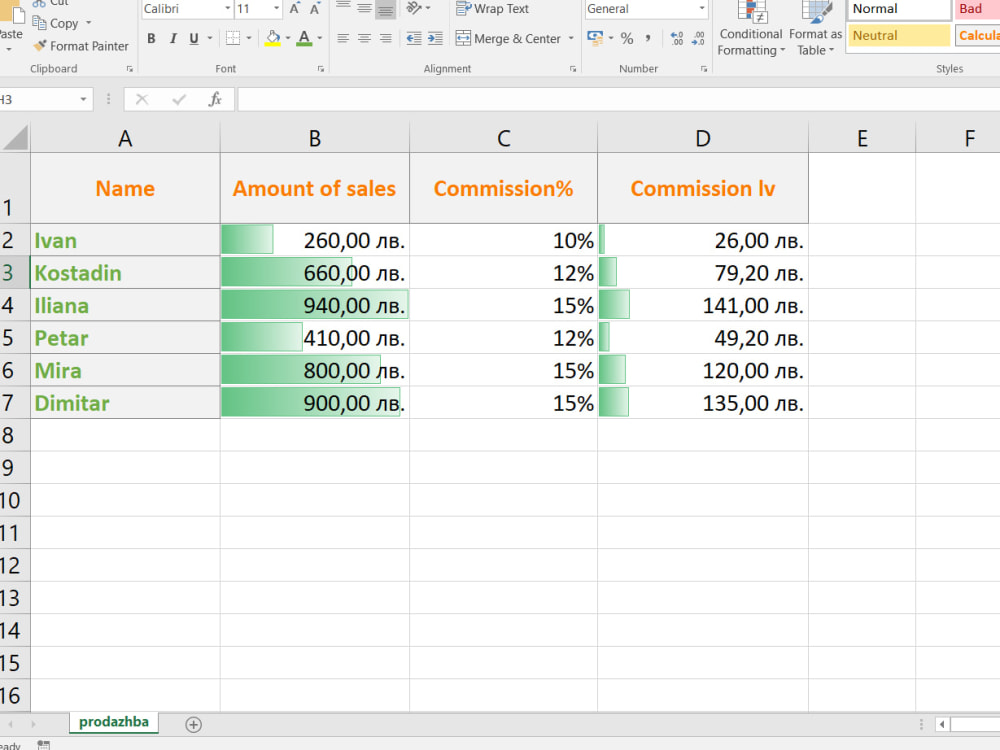 Entering and creating tables in Excel | Upwork