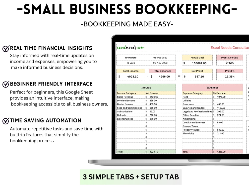 Easy Bookkeeping Spreadsheet Template | Upwork