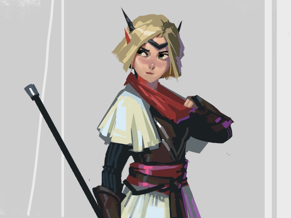 A semi-stylized fantasy/sci-fi character illustration | Upwork