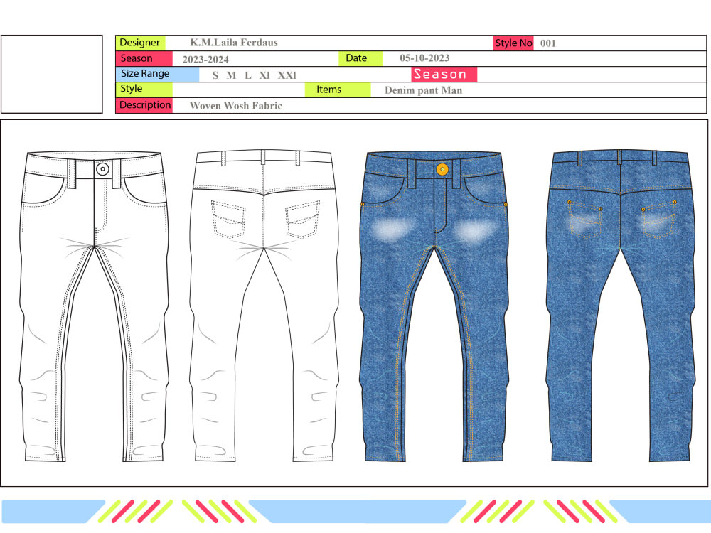 Clothing technical draw, flat sketch and tech pack | Upwork