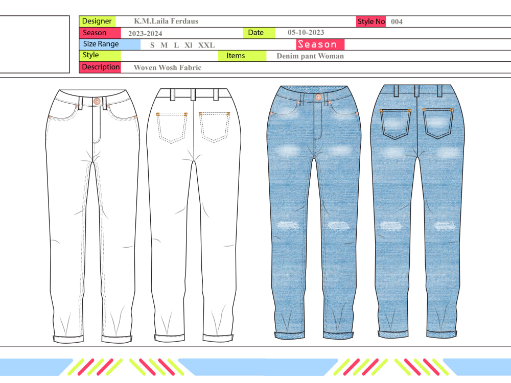 Clothing technical draw, flat sketch and tech pack | Upwork