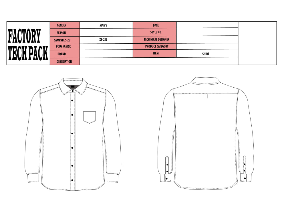 Clothing technical draw, flat sketch and tech pack | Upwork
