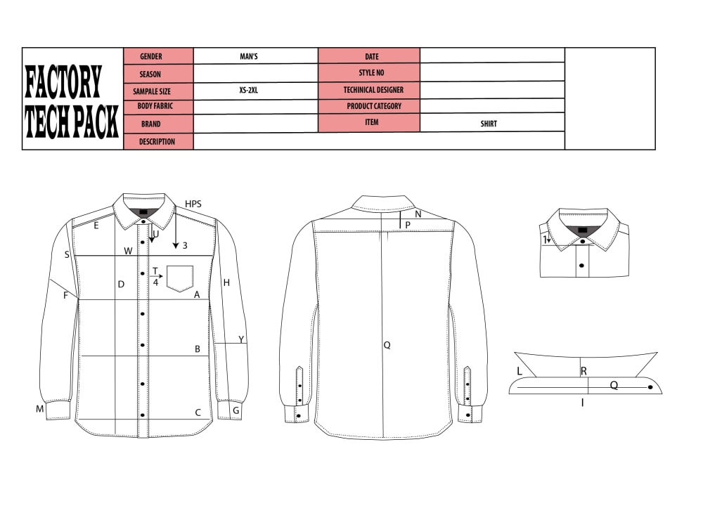 Clothing technical draw, flat sketch and tech pack | Upwork