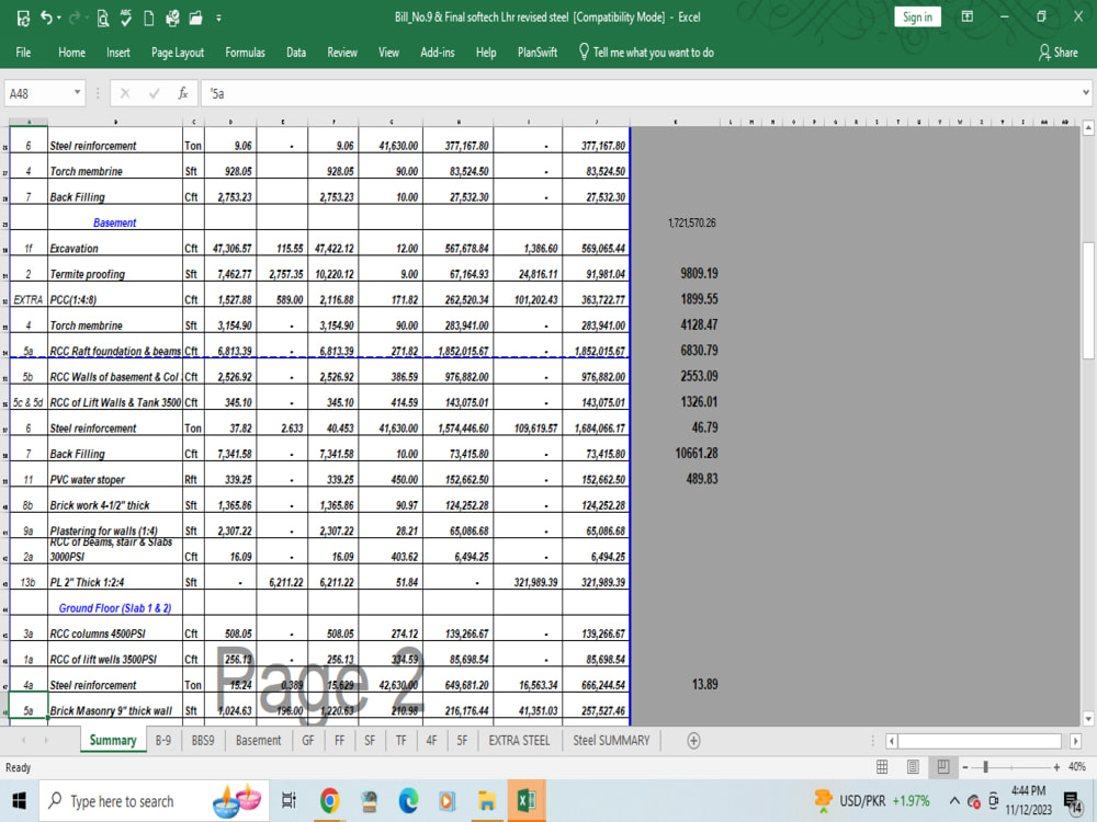 An Interim Payment Certificate (IPC)/Bill for a construction project ...