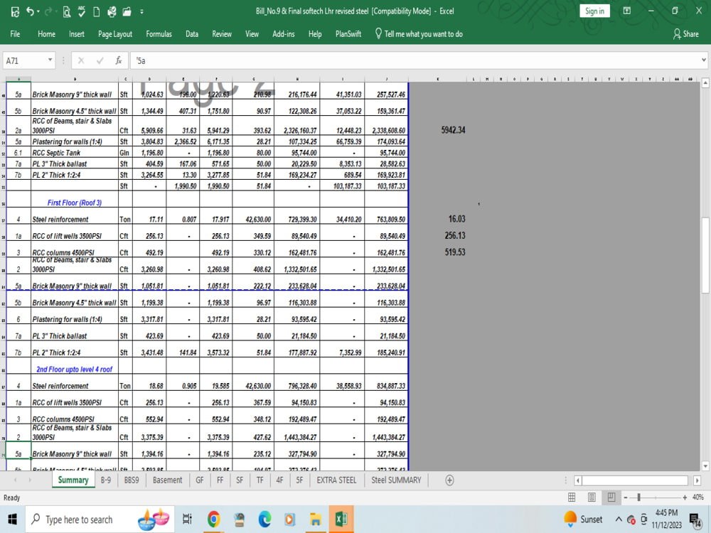 An Interim Payment Certificate (IPC)/Bill for a construction project | Upwork