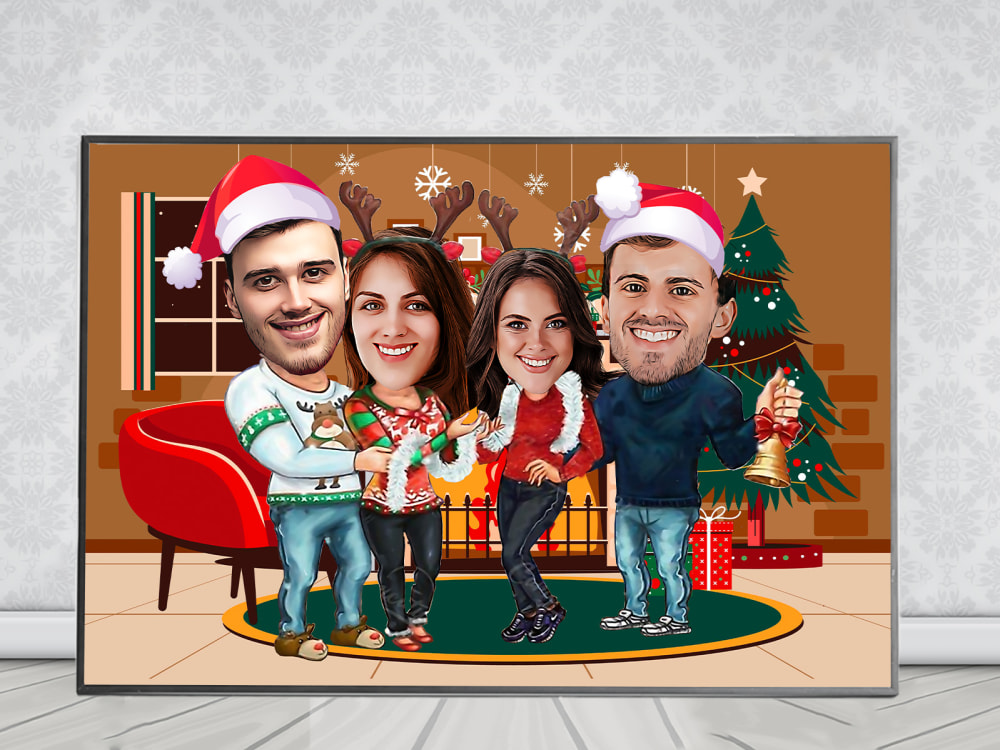 Festive Christmas-themed cartoon caricature gifts and cards | Upwork
