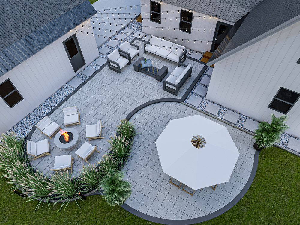 3d landscape, backyard, front yard, patio, garden, deck, and pool ...