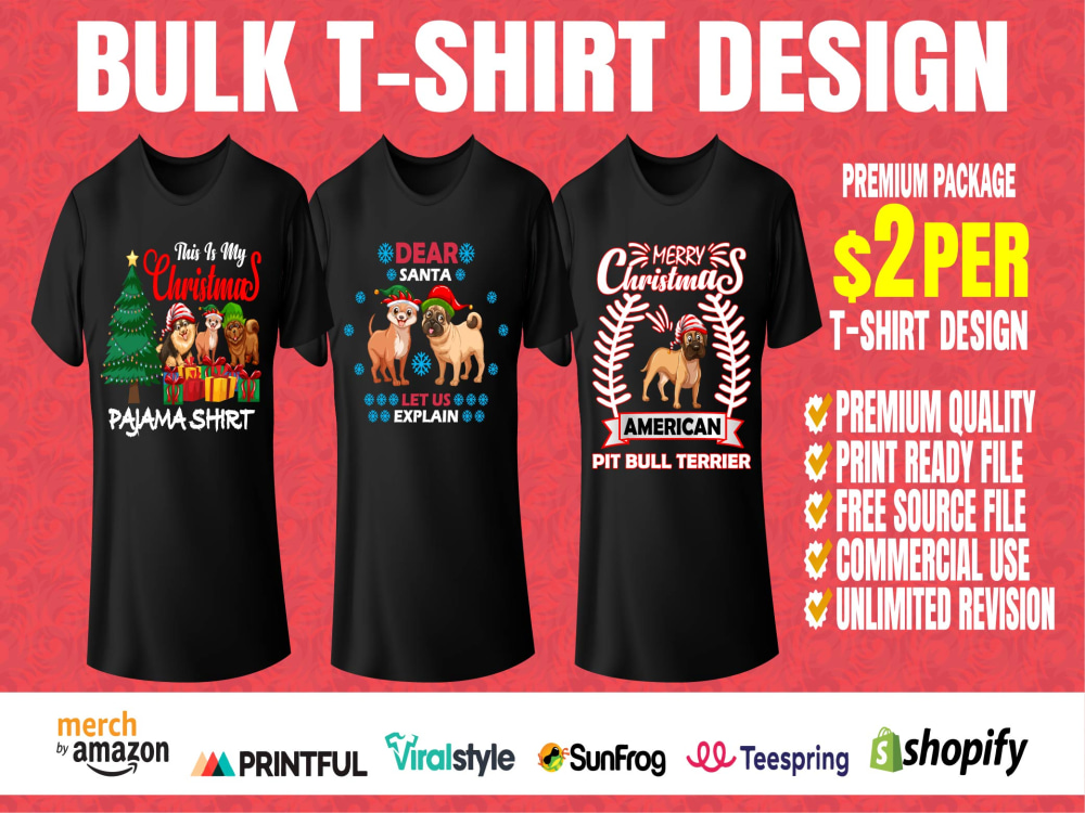 Attractive bulk and trendy custom t-shirt designs for merch by Amazon ...