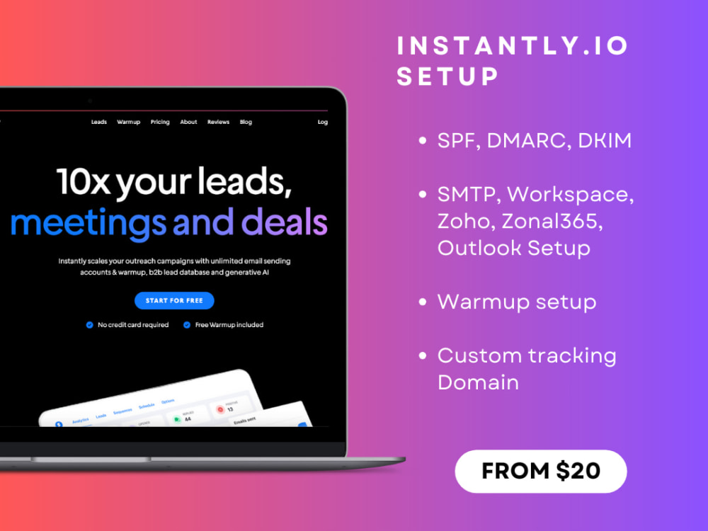 Instantly.io cold email setup (warmup, tracking domain, DNS setup) | Upwork