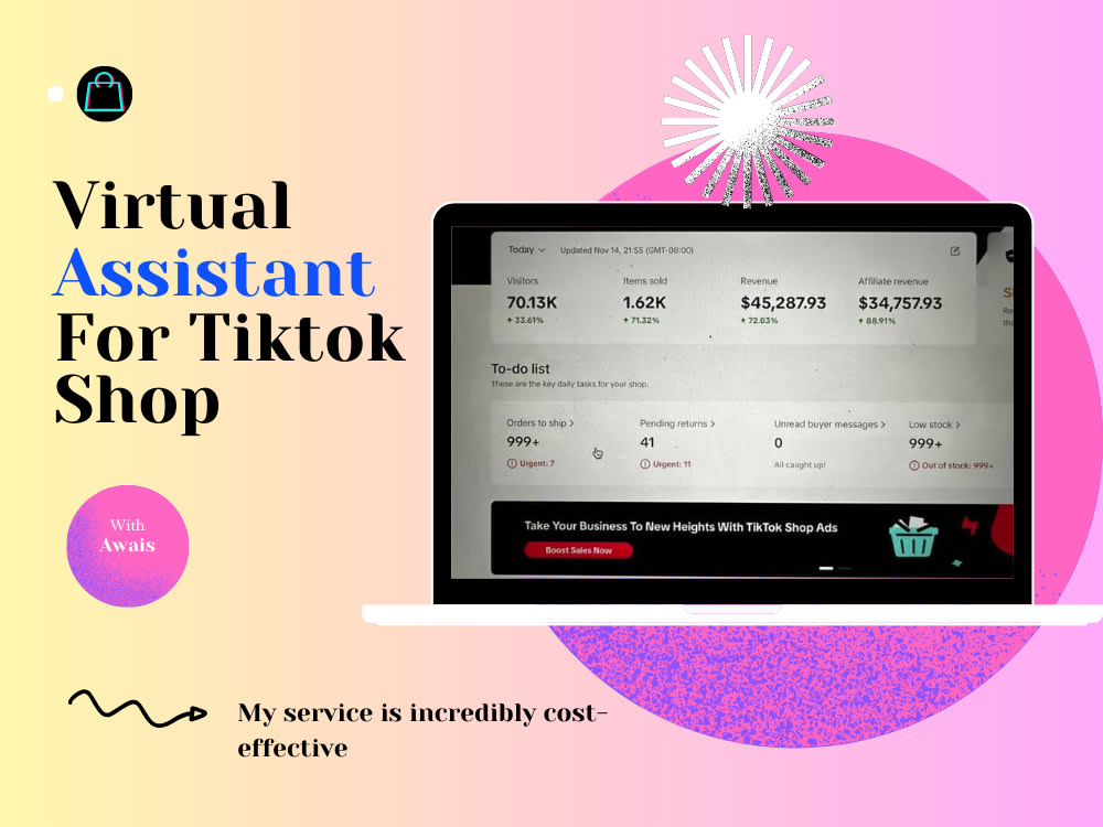 Tik tok shop virtual assistant or marketplace manager | Upwork