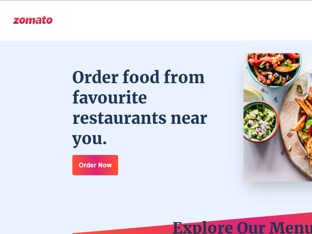 Zomato landing page project | Upwork