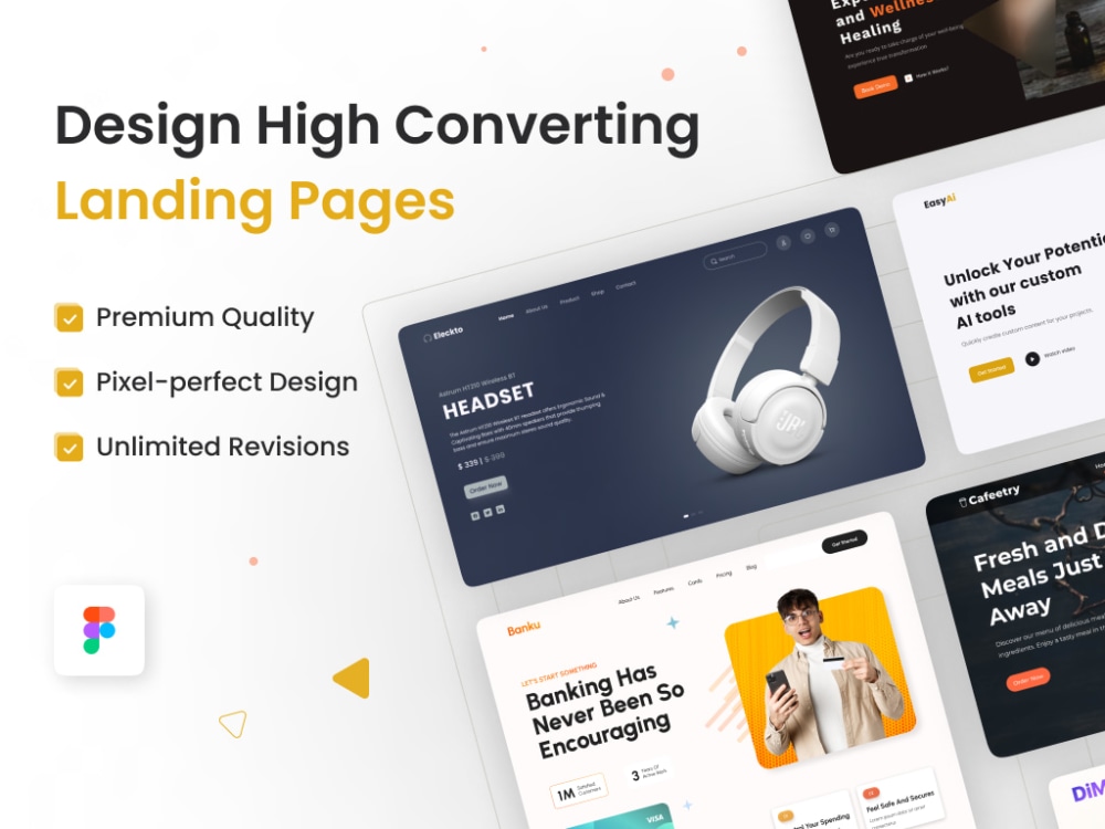 Modern responsive UI UX landing page, website design in figma | Upwork