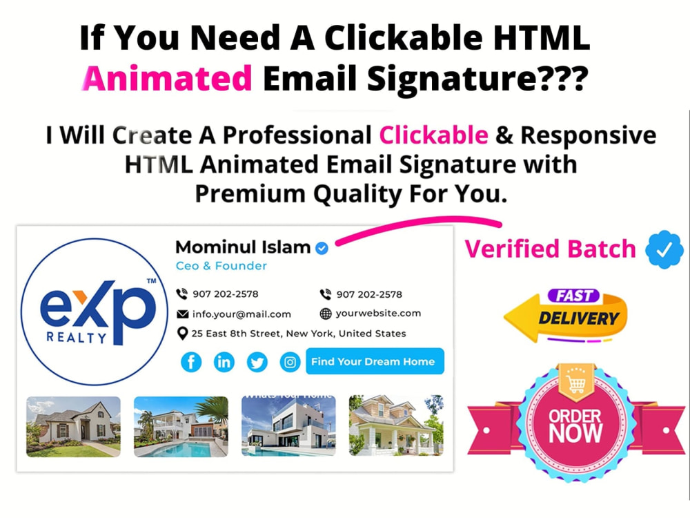Clickable HTML Animated Email Signature with Animated GIF | Upwork